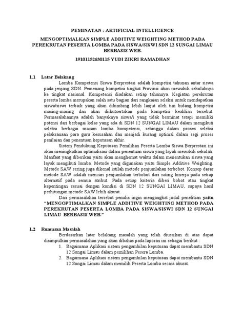 pengoptimalan simple additive weighting method pada perekrutan peserta