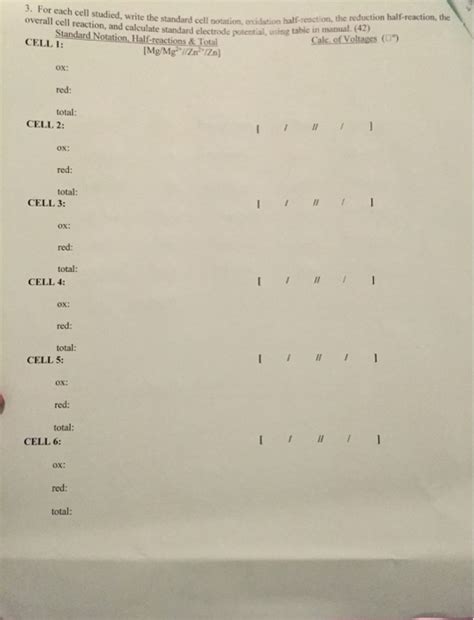 Solved 3 Write The Standard Cell Notation Oxidation