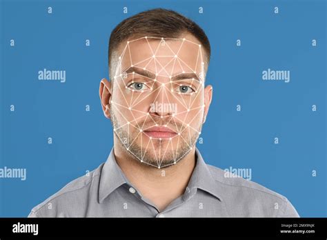 Facial Recognition System Young Man With Biometric Identification
