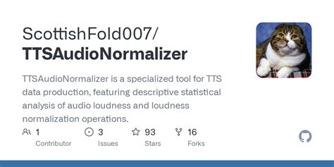 TTSAudioNormalizer README CN Md At Main ScottishFold007