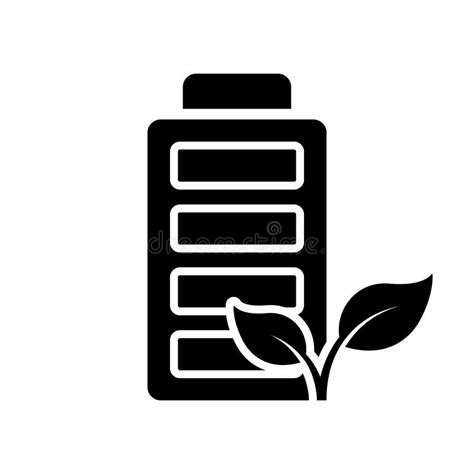 Renewable Battery Eco Energy Silhouette Icon Ecological Rechargeable