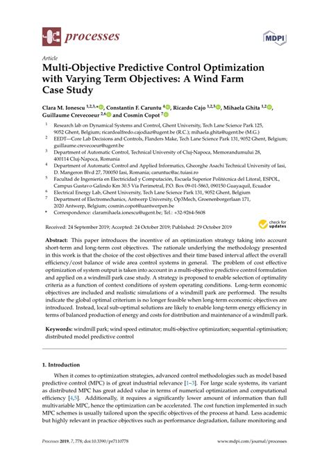 Pdf Multi Objective Predictive Control Optimization With Varying Term