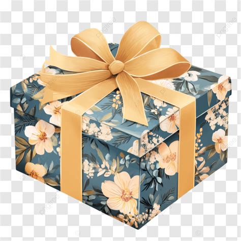 황금 리본이 달린 우아한 꽃 선물 상자 키워드 꽃 선물 상자 리본이 달린 선물 상자 장식용 선물 상자 Png 일러스트 및 이미지 에 대한 무료 다운로드 Pngtree