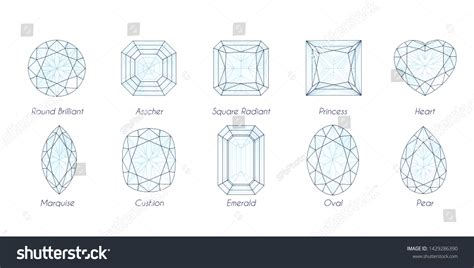 Ten Most Popular Diamond Shapes Titles Stock Illustration 1429286390 Shutterstock