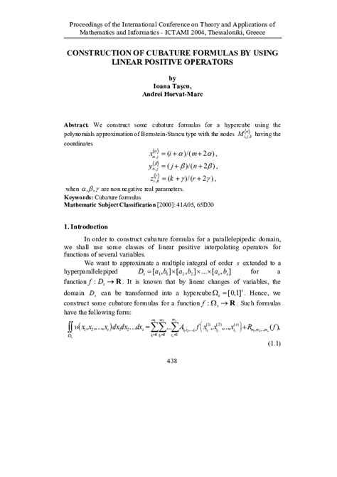 pdf construction of cubature formulas by using linear positive operators
