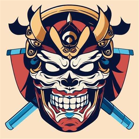 Skeleton With Hannya Mask Vector Illustration Flat 2 Premium Ai Generated Vector