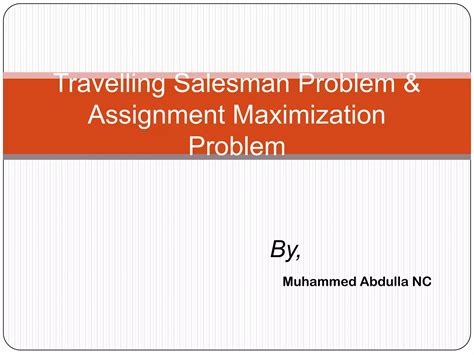 Travelling Salesman Problem Operation Research Pptx Automotive Industry Industries