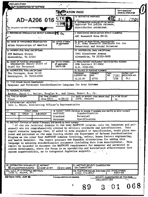 Fillable Online Manpower And Personnel Standardization Language For Army Systems Of The Six