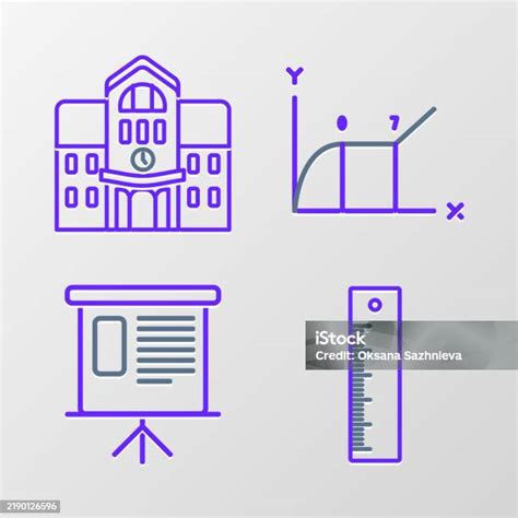 세트 라인 눈금자 그래프 일정 차트 다이어그램 인포그래픽 파이 그래프 파이 및 학교 건물 아이콘이 있는 프레젠테이션 재무 보드 벡터 0명에 대한 스톡 벡터 아트 및 기타
