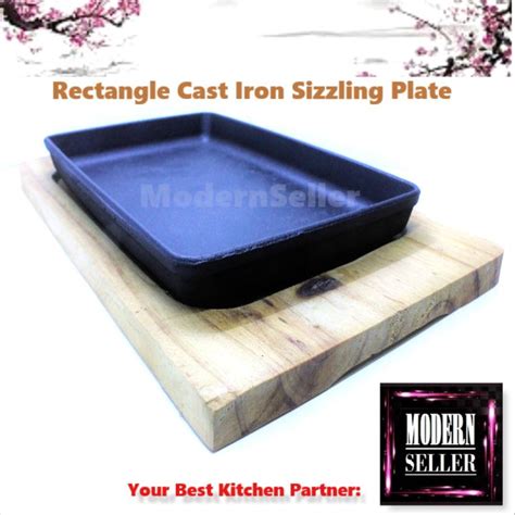 Wok0344 22x14cm Pre Seasoned Rectangular Hot Plateboard Skillet Lazada
