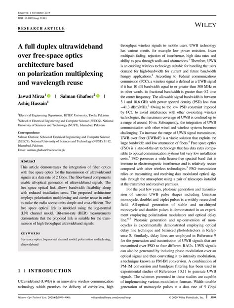 A Full Duplex Ultrawideband Over Free‐space Optics Architecture Based On Polarization