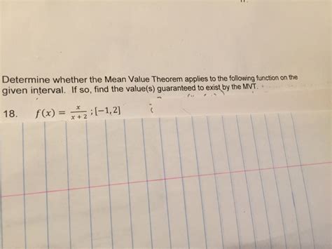 Solved Determine Whether The Mean Value Theorem Applies To