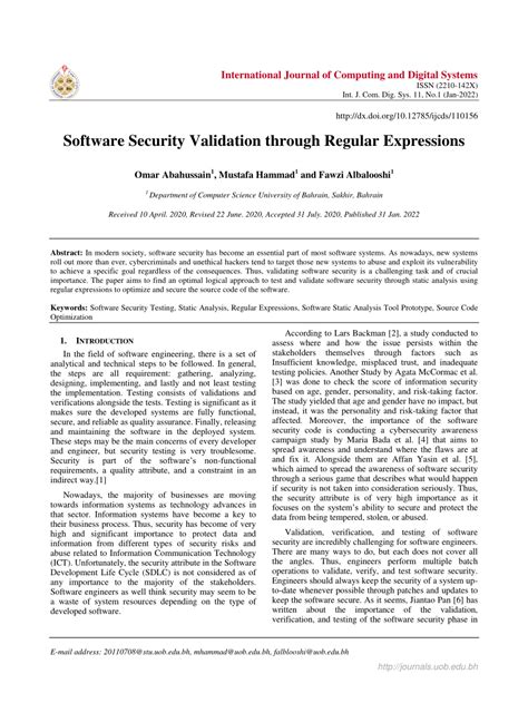 Pdf Software Security Validation Through Regular Expressions