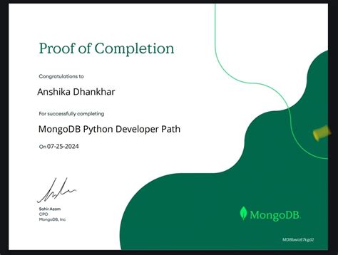 Anshika Dhankhar On Linkedin Developing Python Mongodb Newskilleveryday Certification