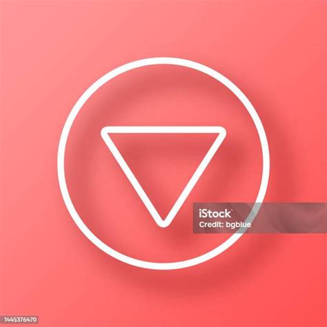 아래로 버튼을 누릅니다 그림자가 있는 빨간색 배경의 아이콘 3차원 형태에 대한 스톡 벡터 아트 및 기타 이미지 3차원 형태 가리키기 감소 Istock