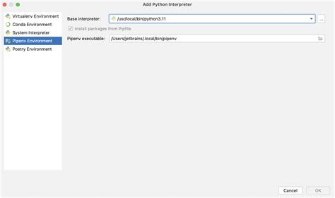 Configuring Pipenv Environment CLion Documentation