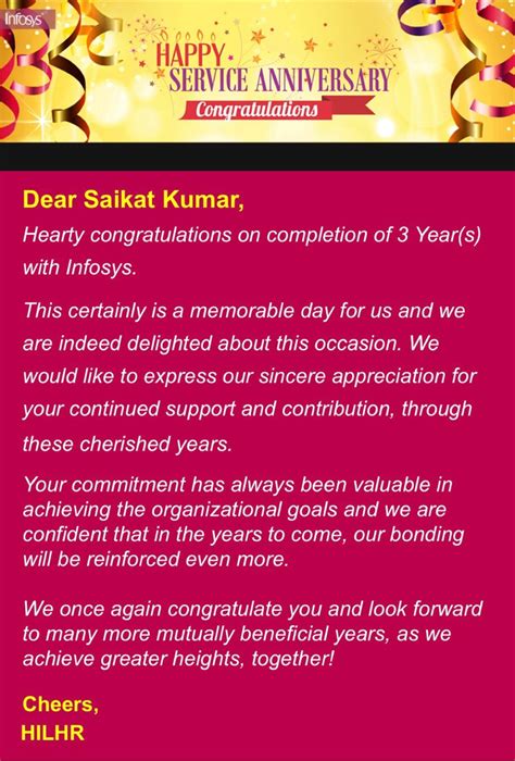 Infosys Lifeatinfy Milestone Workanniversary Infoscion Saikat Kumar Dey 22 Comments