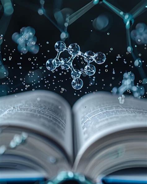 Digital Molecular Structure On Book Premium Ai Generated Image