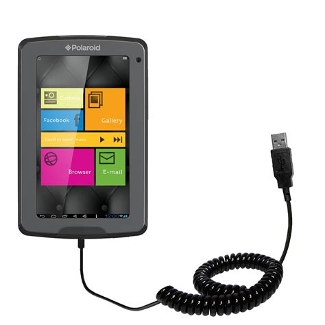 Coiled Power Hot Sync USB Cable Suitable For The Polaroid Tablet PMID4311 With Both Data And