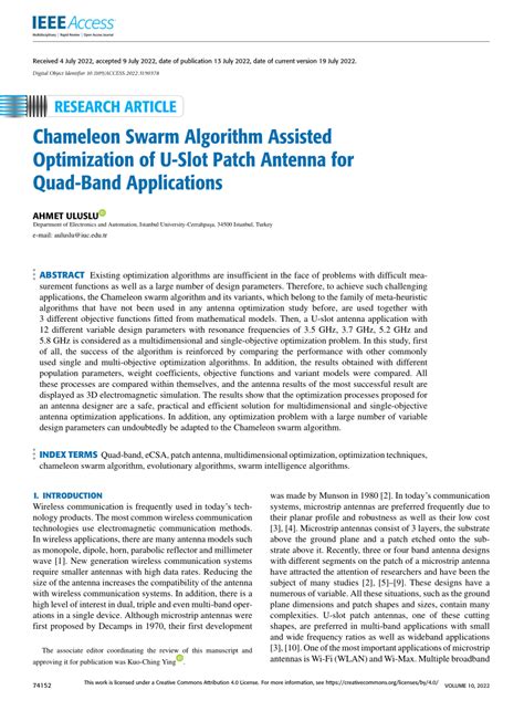 pdf chameleon swarm algorithm assisted optimization of u slot patch