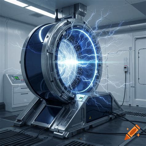 A Sci Fi Teleporter Machine Emitting Blue Energy In A Lab On Craiyon