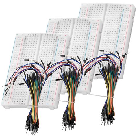 Breadboard Kit 3 X 65stk Jumper Wire Kabel M2m And 3 X Mini Breadboard 400 Pins Compatible