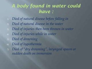 Drowning Chapter From Forensic Medicine Pptx