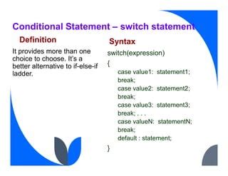 CONTROL FLOW STRUCTURE IN JAVA LANG Pdf