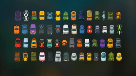 Top Down Cartoon Cars Pack 2d Vehicle Sprites Racing Game Assets By Babkagd