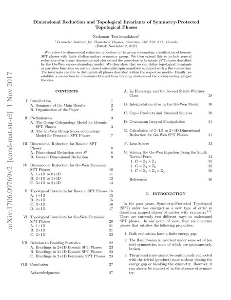 Pdf Dimensional Reduction And Topological Invariants Of Symmetry Protected Topological Phases