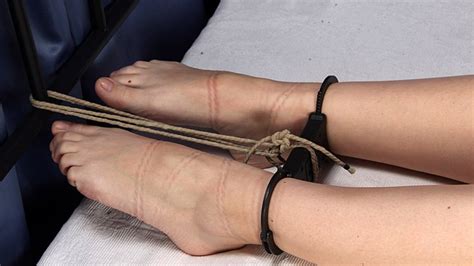 Topless T Barefoot Alina Cuffed With Strict Handcuffs By