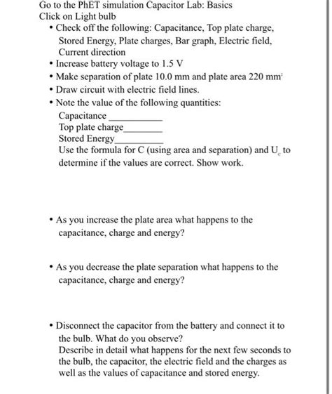 Solved Go To The PhET Simulation Capacitor Lab Basics Click Chegg Com
