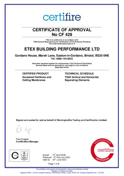 Cf429 Durasteel Partition And Ceiling Membranes Promat Uk Nbs Source Cf429 Durasteel Partition And Ceiling Membranes Promat Uk Nbs Source