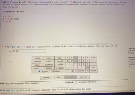 Solved 10 Problem 4 Av 120 V Source Is Connected In