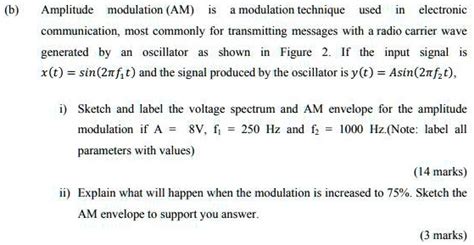 Solved Amplitude Modulation Am Modulation Technique Used Electronic Communication Most