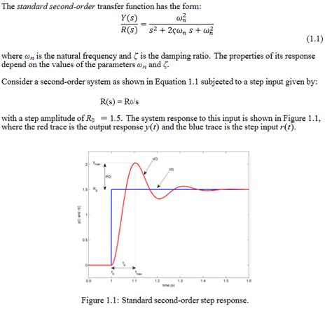 The Standard Second Order Transfer Function Has The