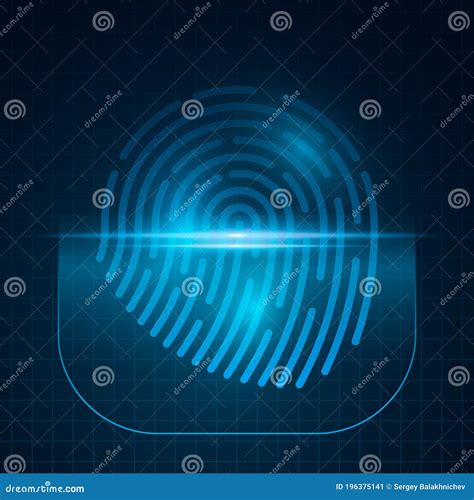 Fingerprint For Computer System Security With Grid Scan Padlock