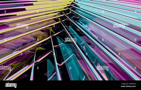 Abstract Geometric Patterns With Vibrant Multicolored Lines On A Buildings Facade Creating A