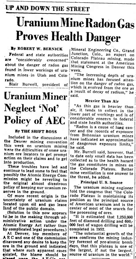 Uranium Mine Radon Gas Proves Health Danger 1952 ™