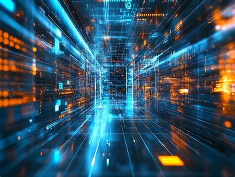 Futuristic Digital Data Tunnel With Glowing Lights Stock Illustration Illustration Of Data
