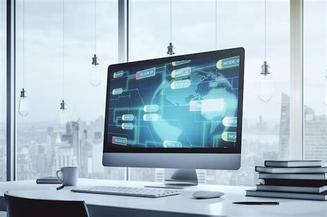 Premium Photo Modern Computer Display With Abstract Programming