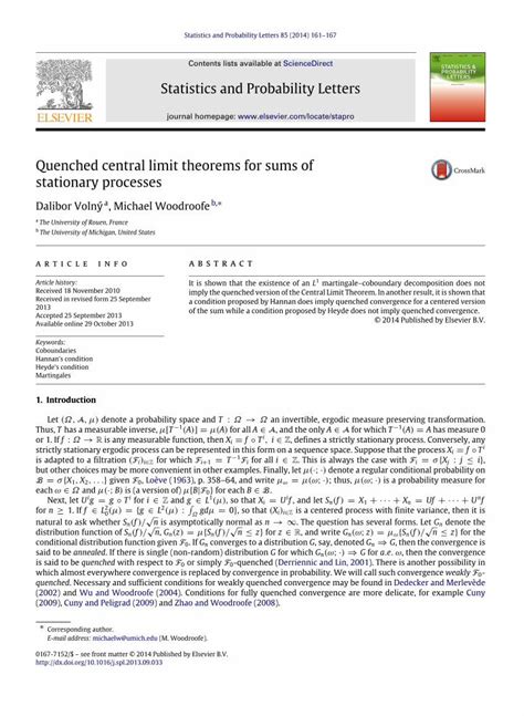 Pdf Quenched Central Limit Theorems For Sums Of Stationary Processes Dokumentips