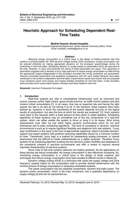 Pdf Heuristic Approach For Scheduling Dependent Real Time Tasks