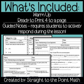 Partitioning A Line Segment Geometry Guided Notes Worksheet Exit Slip