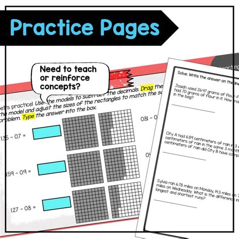 5th Grade Subtract Decimals With Models And Algorithm Lesson And Practice
