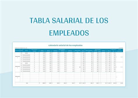 Plantilla De Excel Tabla Salarial De Los Empleados Y Hoja De Cálculo De