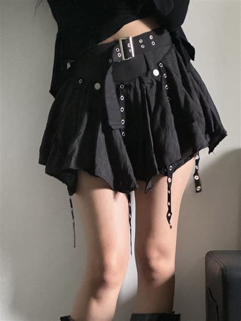 Y2k펑크빈티지 벨트 프릴 가터 버클 속바지 내장 스커트2 Colors 에이블리