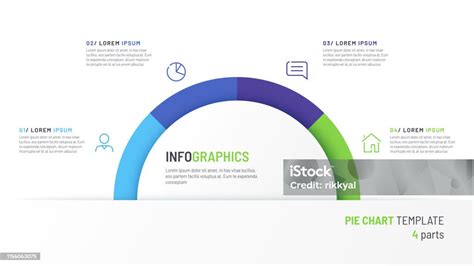 반원 형태의 벡터 원형 차트 인포그래픽 템플릿을 네 부분으로 나눈 값 0명에 대한 스톡 벡터 아트 및 기타 이미지 0명 4
