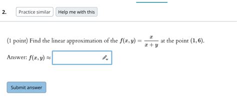 solved 1 point find the linear approximation of the