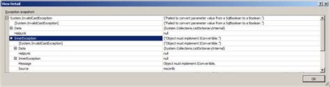 C Failed To Convert Parameter Value From A Sqlboolean To A Boolean